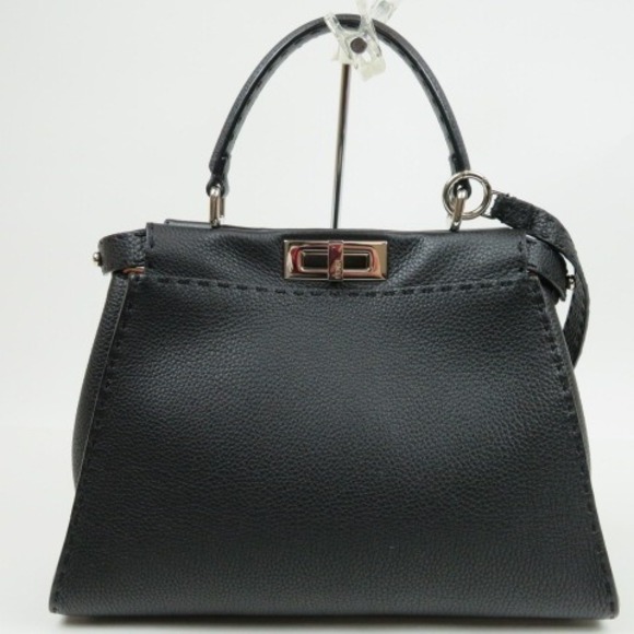 Fendi | Bags | Fendi Peekaboo Selleria Handbag Leather Black | Poshmark